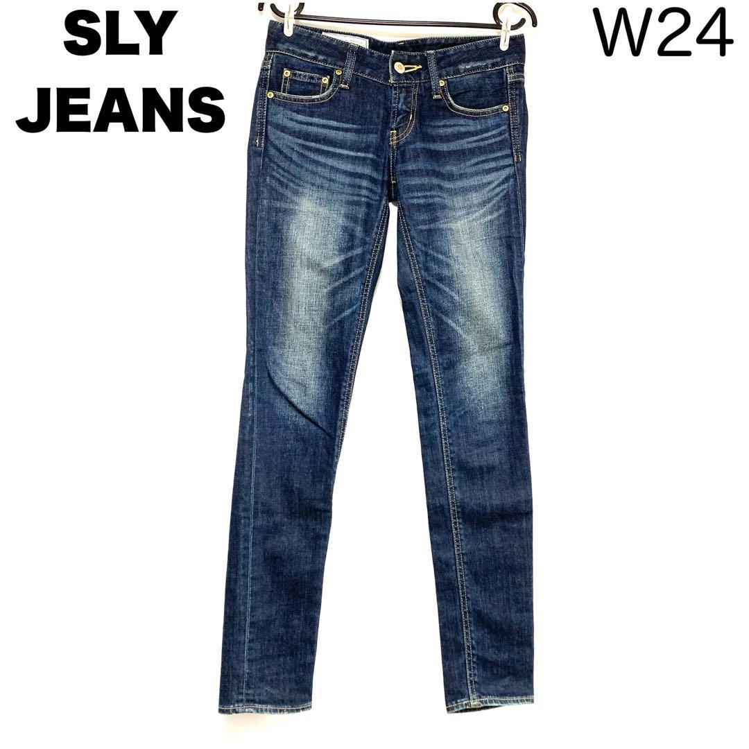 SLY JEANS 濃紺 スキニージーンズ ローライズ ストレッチデニム w24 - メルカリ