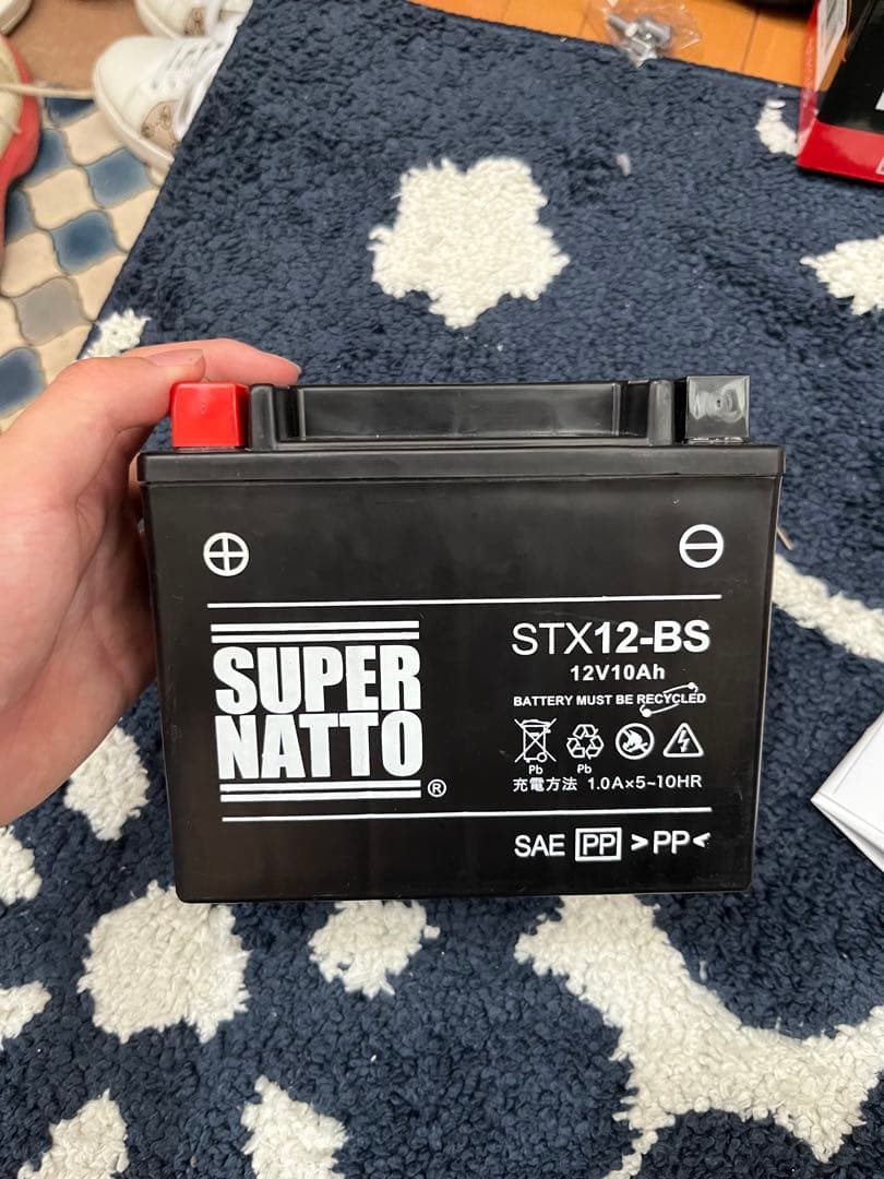 SUPER NATTO STX12-BS 12V 10Ah バイク用バッテリー - メルカリ