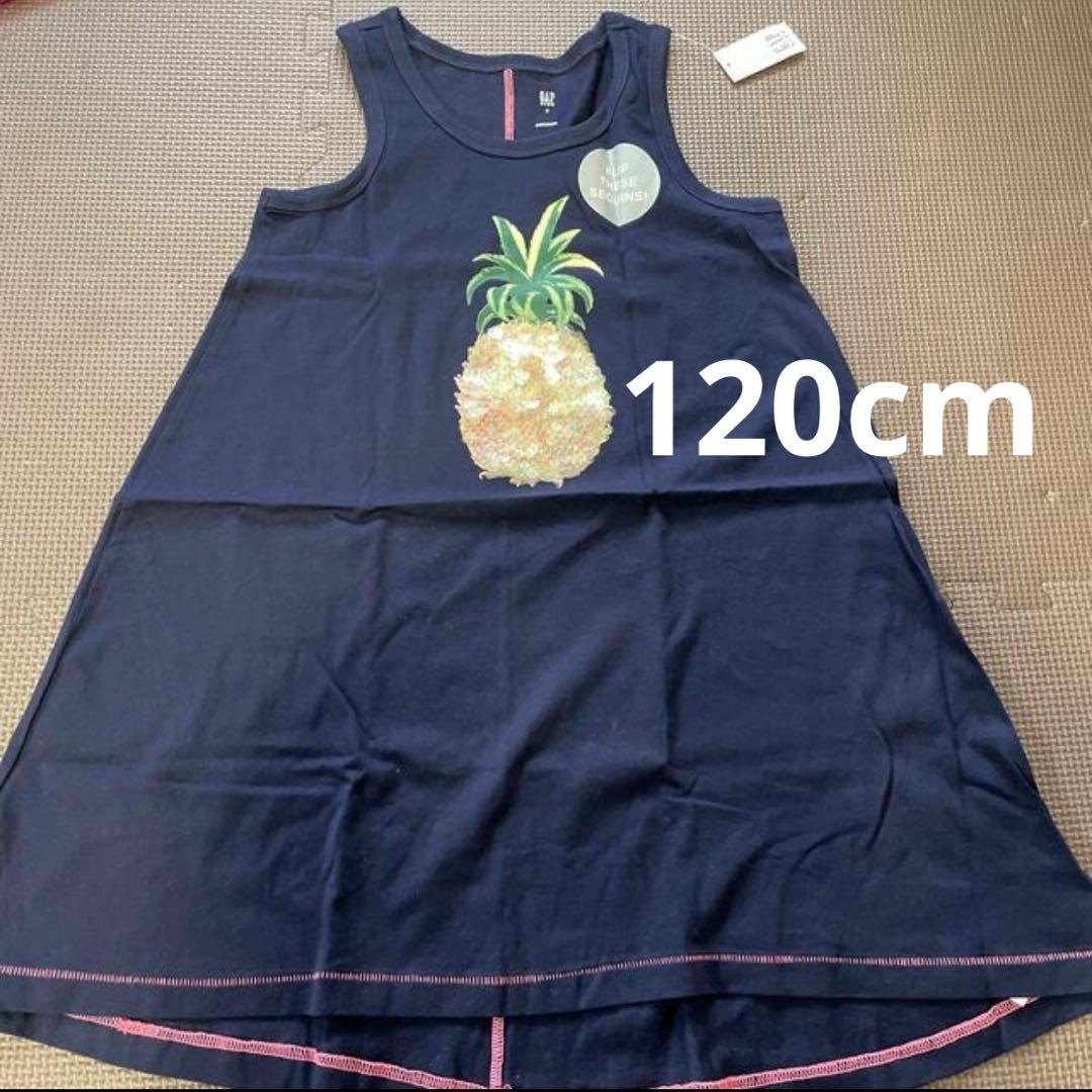 GAP 120cm ノースリーブ ワンピース パイナップル ネイビー ホログラム by メルカリ