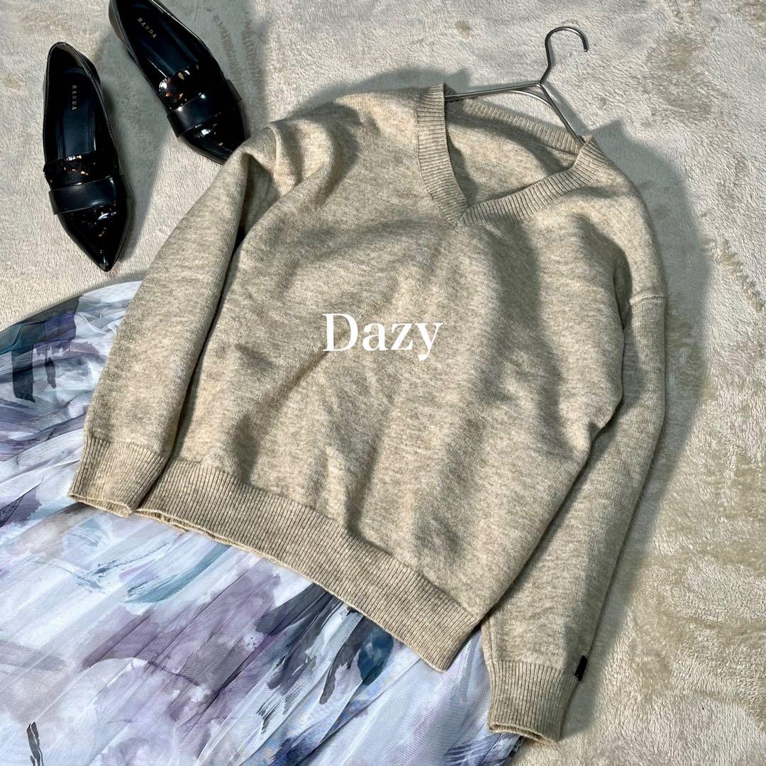 4517【Dazy】 Mサイズ Vネックニットセーター 長袖 ライトブラウン系 - メルカリ