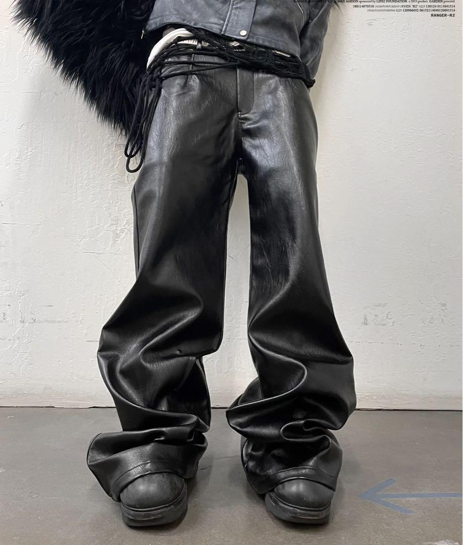 Flared leather pants store