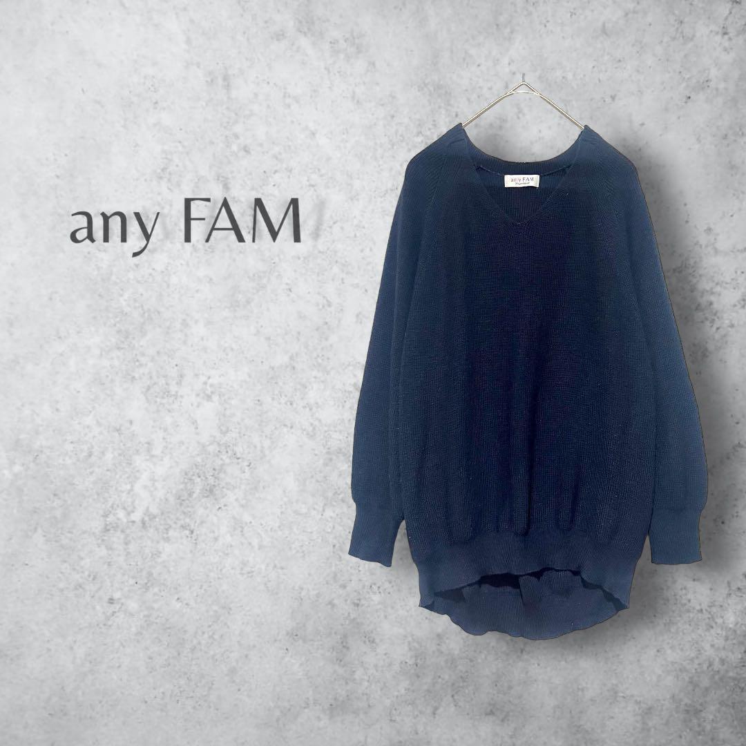 【anyFAM エニィファム】 Vネック ニット ぽわん袖 無地 トップス - メルカリ