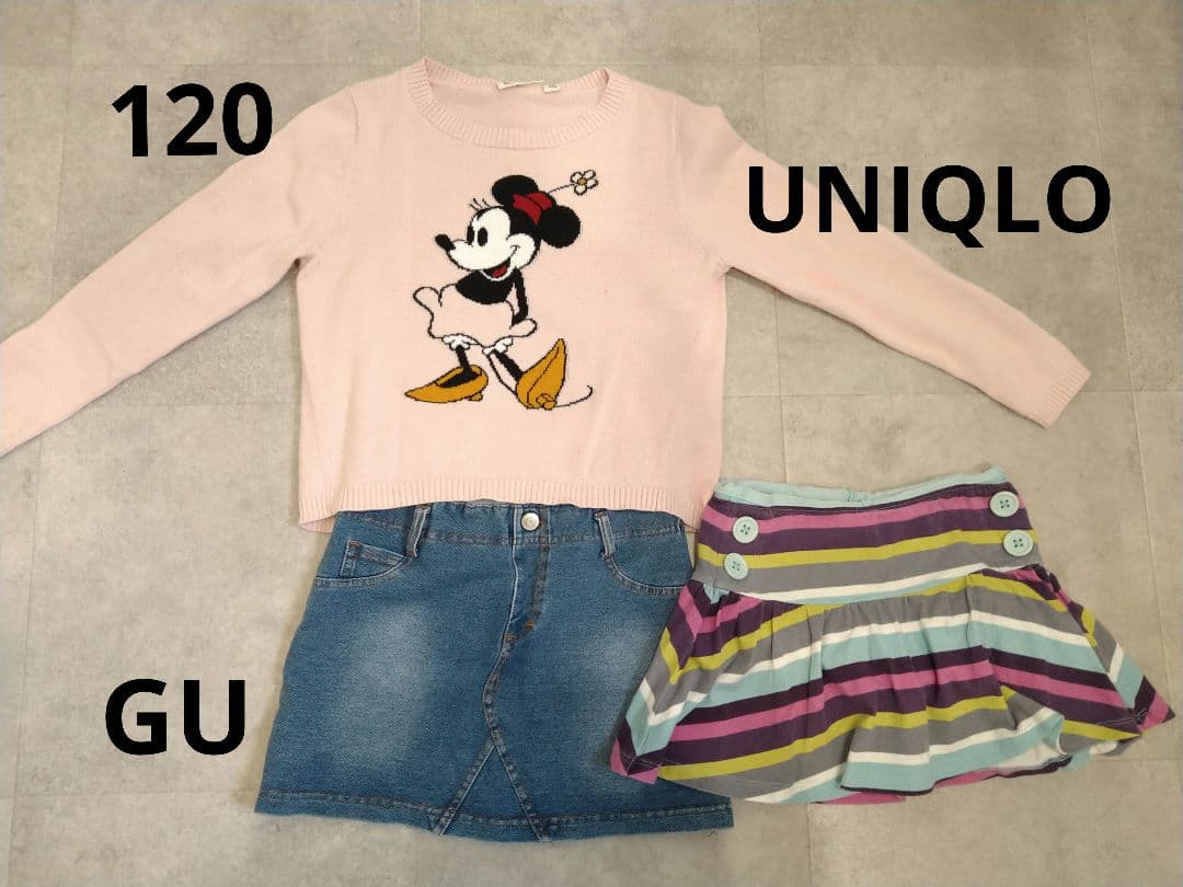 おんなの子 120 UNIQLO 長袖トップス GU デニムスカート - メルカリ