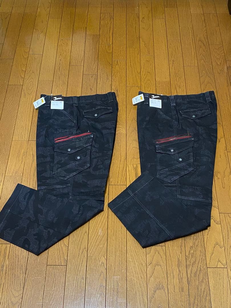 jawin カーゴデニム w85 ブラックカモフラ WM52102D 迷彩 - メルカリ