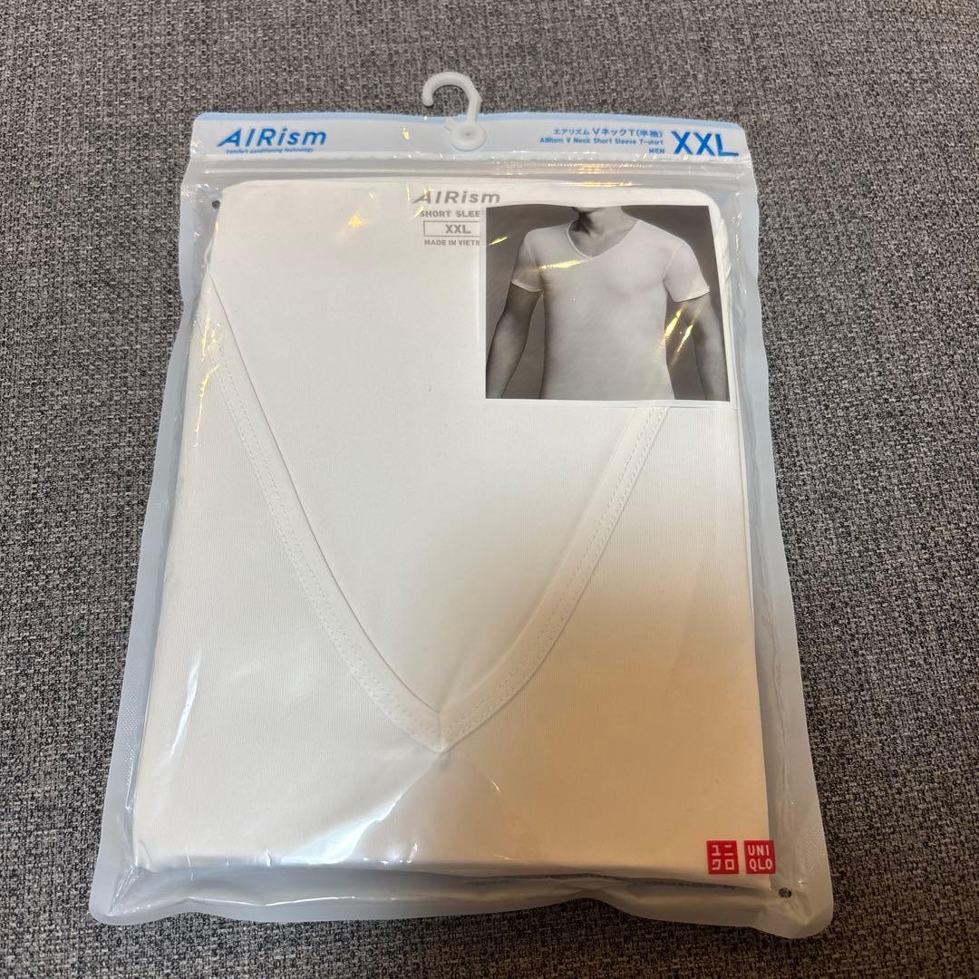 UNIQLO AIRism VネックTシャツ XXL ホワイト - メルカリ