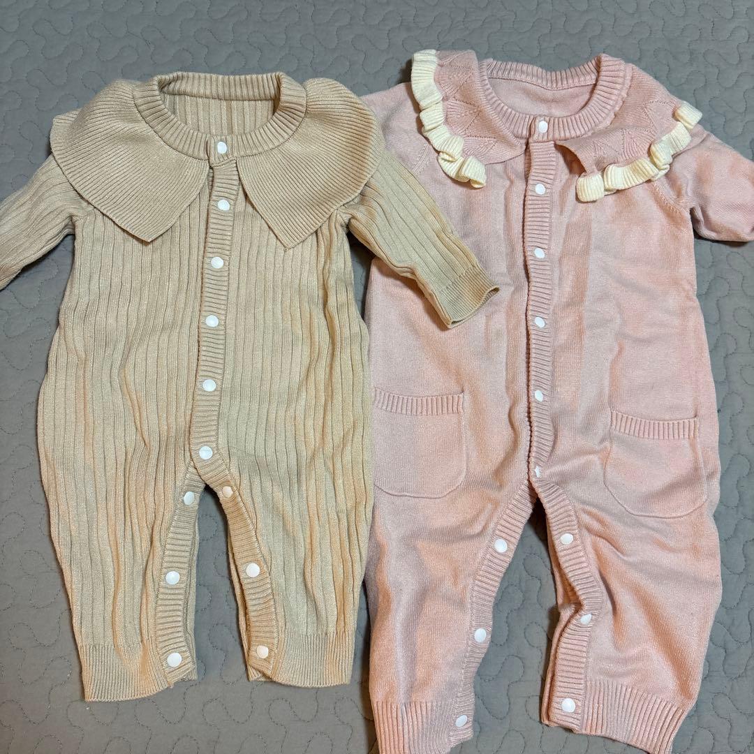 SHEIN ニットロンパース 3-6Mと6-9Mセット - メルカリ