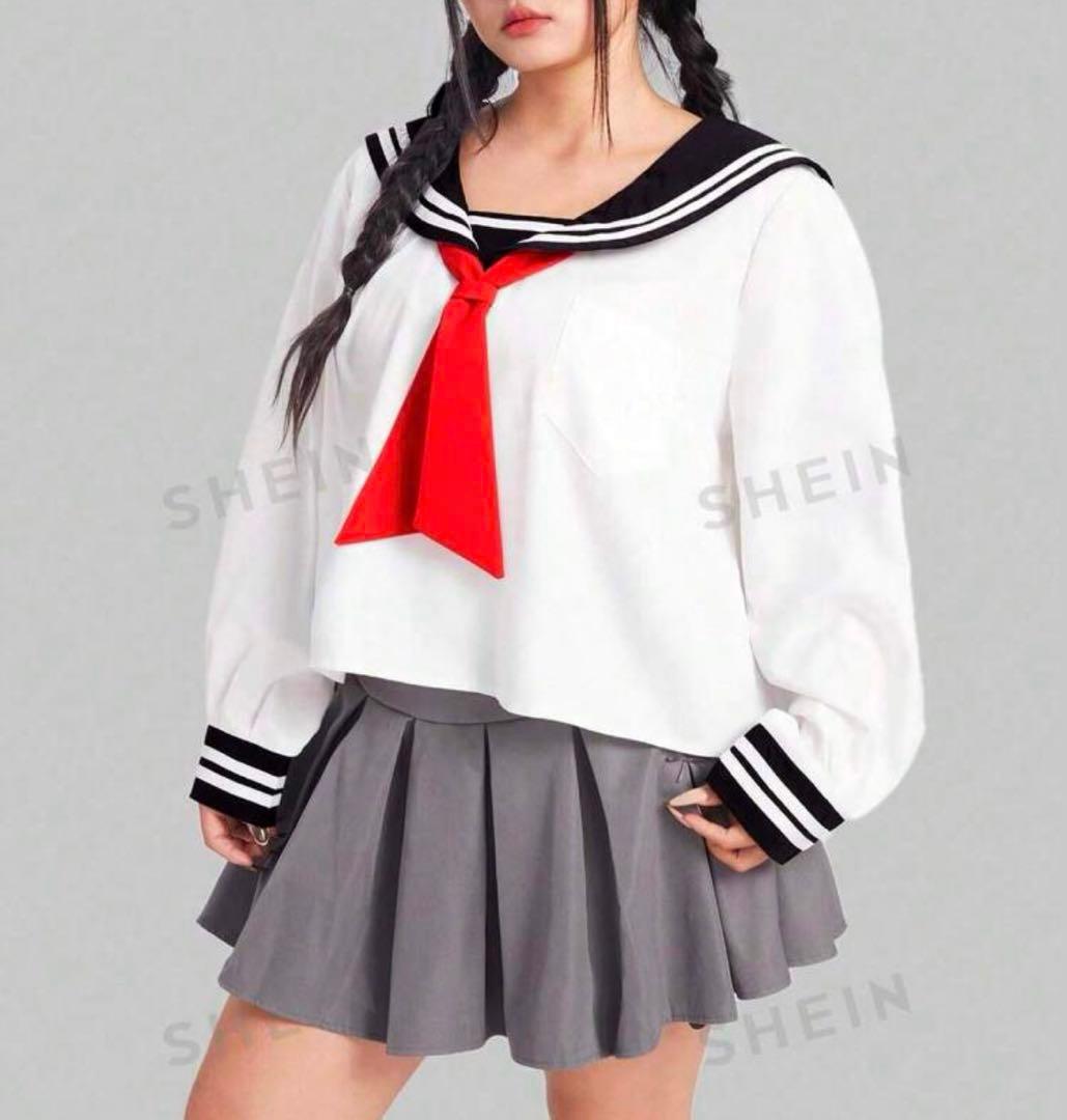【大きいサイズ】セーラー服シャツ5L~6L(4XL~5XL)制服コスプレスカーフ by メルカリ