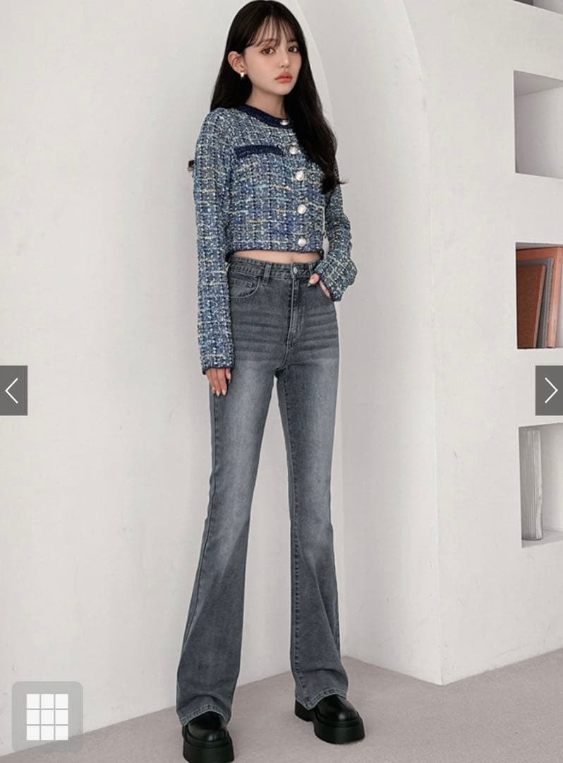 グレイル GRL セミフレアデニムパンツ ブラック cu508 Mサイズ パンツ - メルカリ