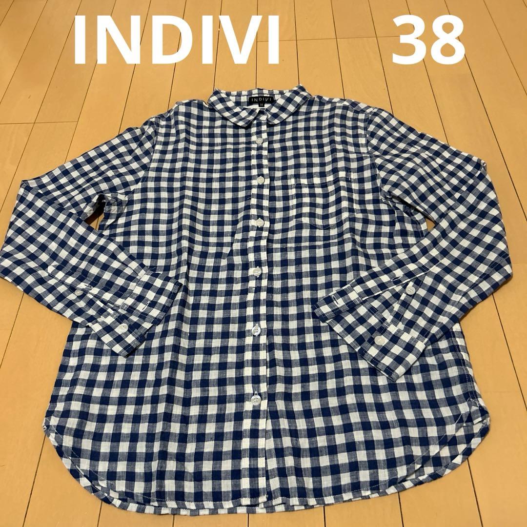 美品 INDIVI 38リネンシャツギンガムチェック インディヴィ - メルカリ