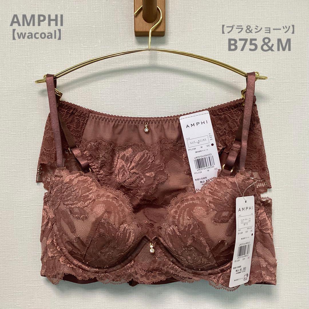 新品 AMPHI アンフィ ブラ＆ショーツ B75＆M クリアブラウン - メルカリ