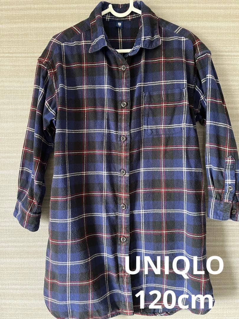 ユニクロ UNIQLO 120cm ネルシャツワンピース - メルカリ