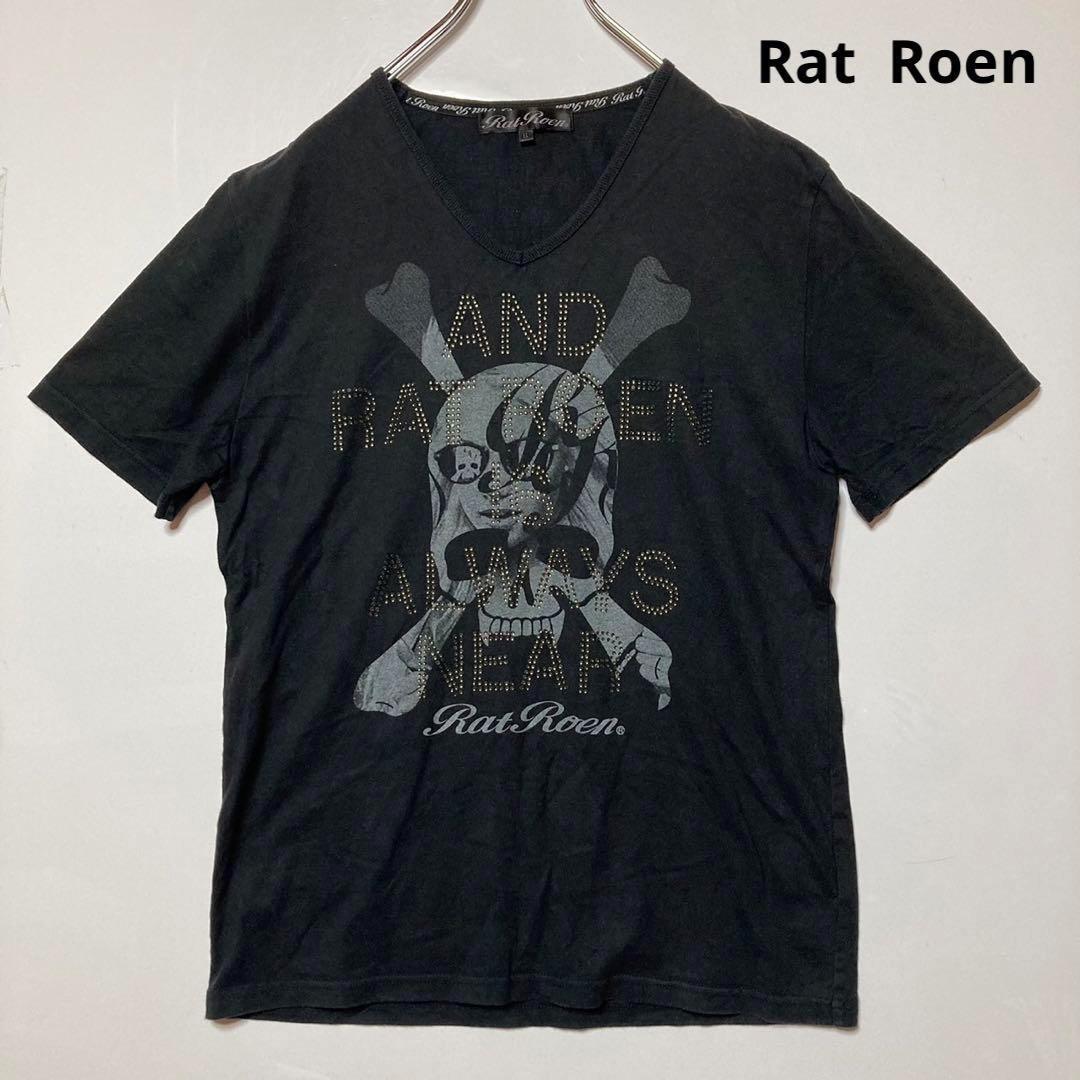 Rat Roen ロエン 古着 ビッグプリント ラインストーン Tシャツ - メルカリ