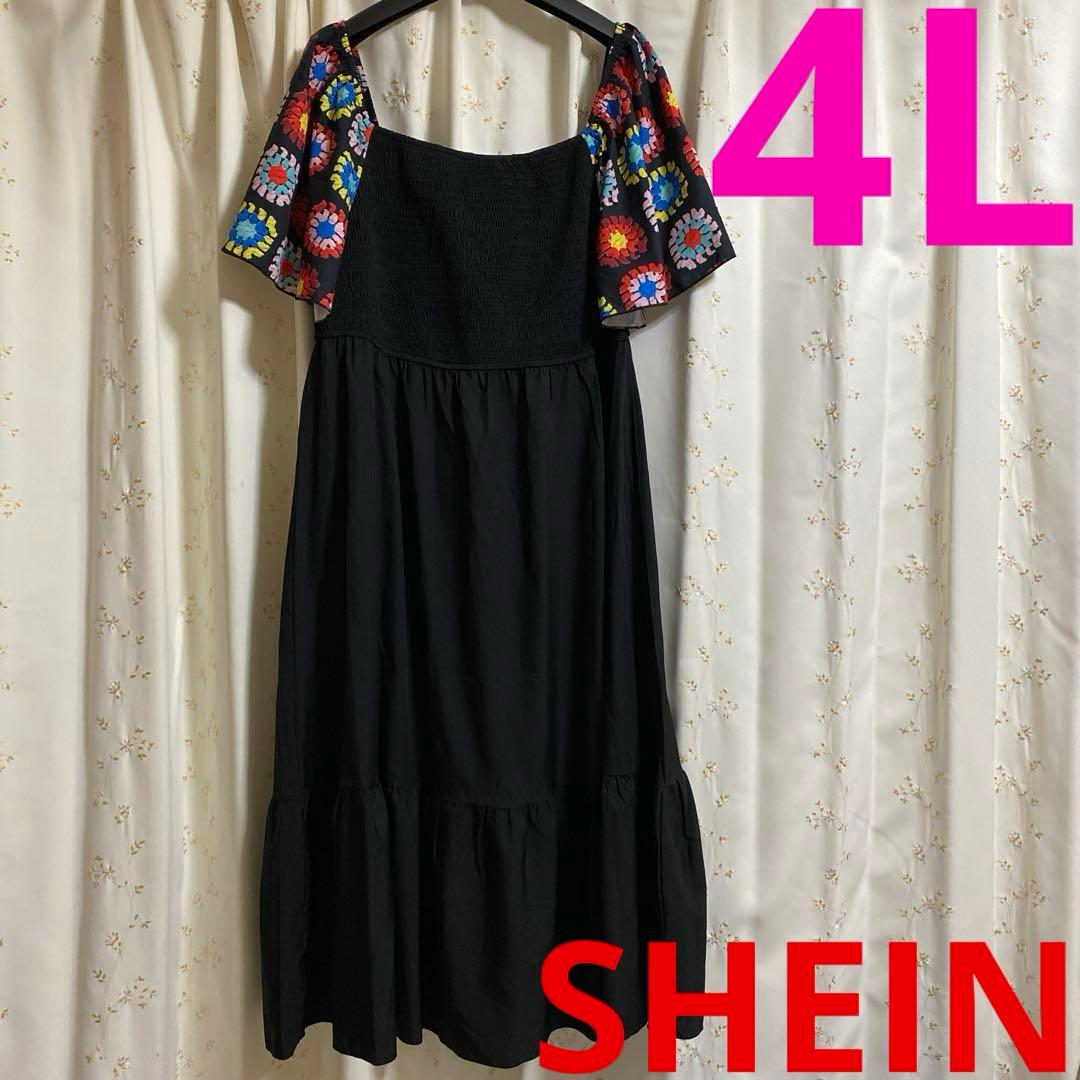 SHEIN シーイン 大きいサイズ4L ロングワンピース・リゾート・黒・夏 - メルカリ
