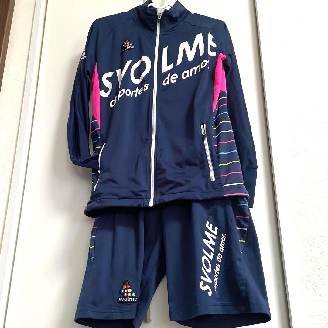 SVOLME ウォームアップウェアセット 160ネイビー/ピンク ハーフパンツ - メルカリ