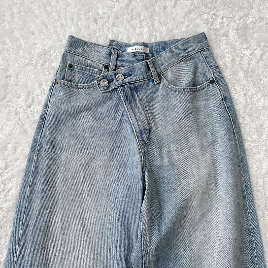 【良品】moussy CROSS WAIST WIDE STRAIGHT 1 - メルカリ