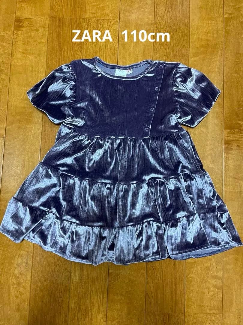 ZARA 半袖ベロアワンピース 110cm - メルカリ
