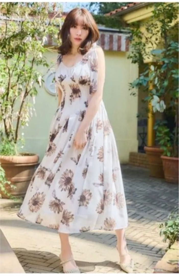 herlipto SunflowerPrintedMidiDress ひまわり - メルカリ