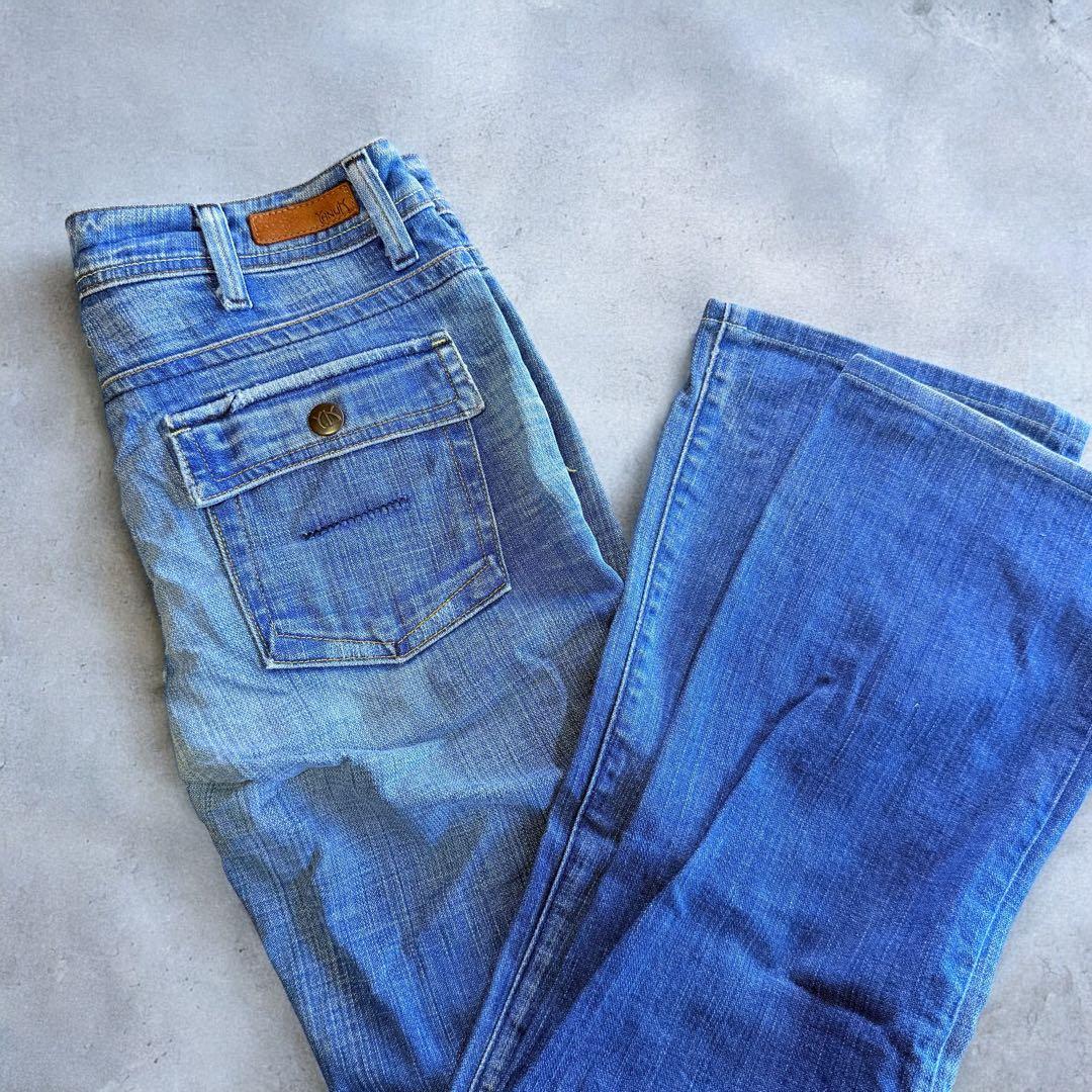 YANUK ヤヌーク セミフレアデニム（28）USA製 色落ち フェード ヒゲ - メルカリ