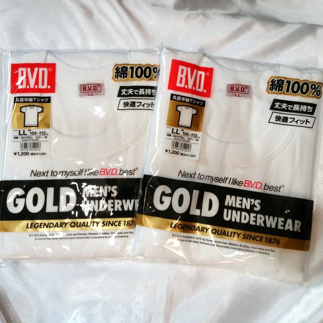 BVD GOLD 半袖 LLサイズ 丸首 2枚 クルーネック Tシャツ 未使用 - メルカリ