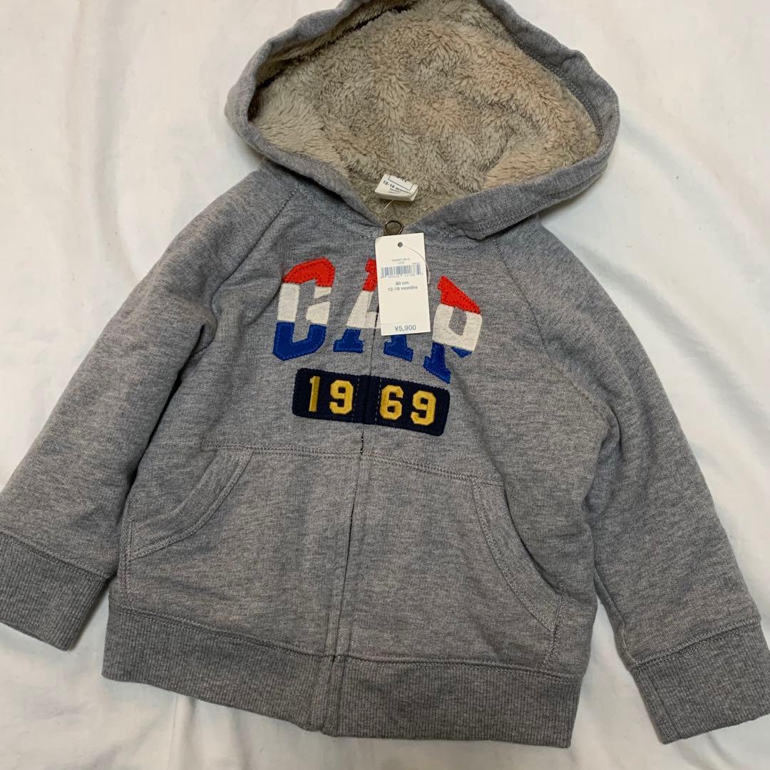 GAP 80cm ロゴ 裏ボア スウェット ジップアップ パーカー グレー 新品 - メルカリ