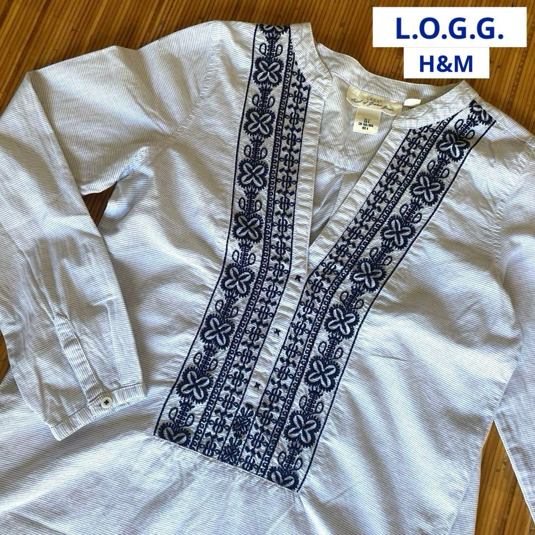 H＆M L．O．G．G．ログ チュニック ワンピース 刺繍 長袖 Vネック - メルカリ