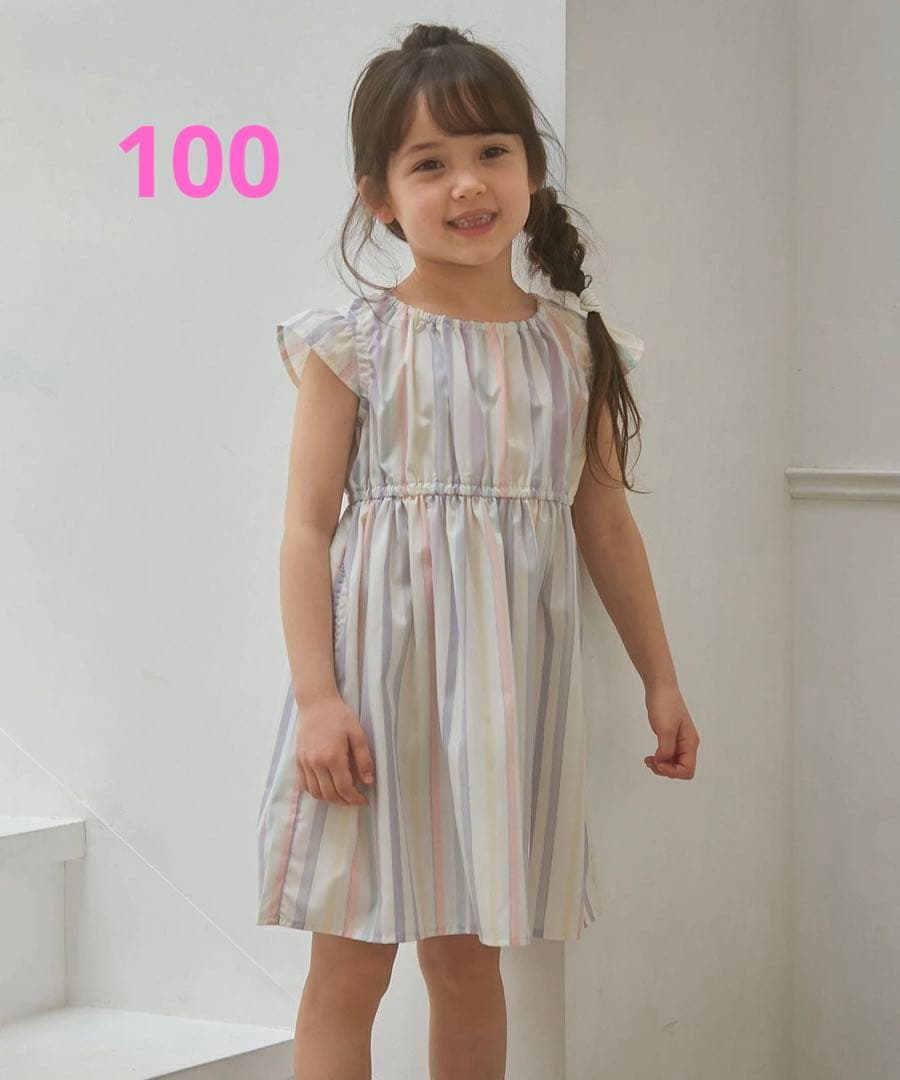 anyfam 総柄サマーワンピース マルチストライプ 100 - メルカリ