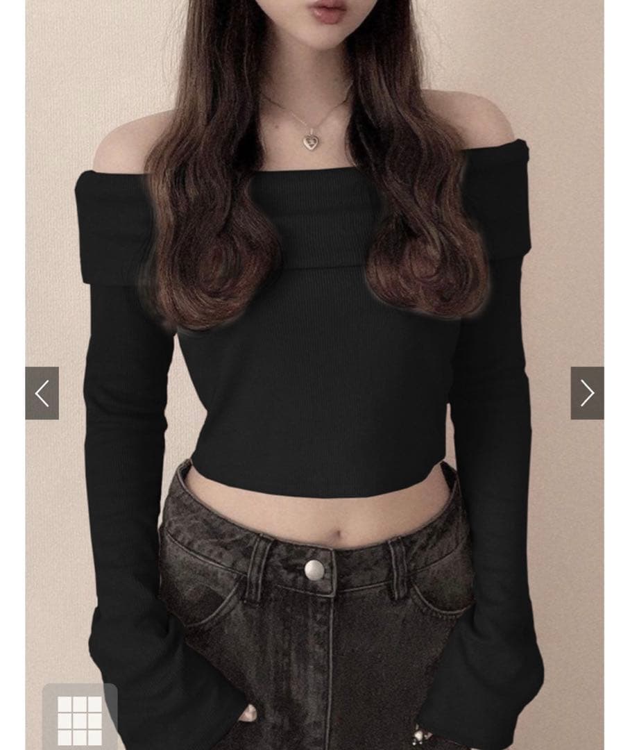 オフショルフレアスリーブテレコトップス[dk1070] by メルカリ