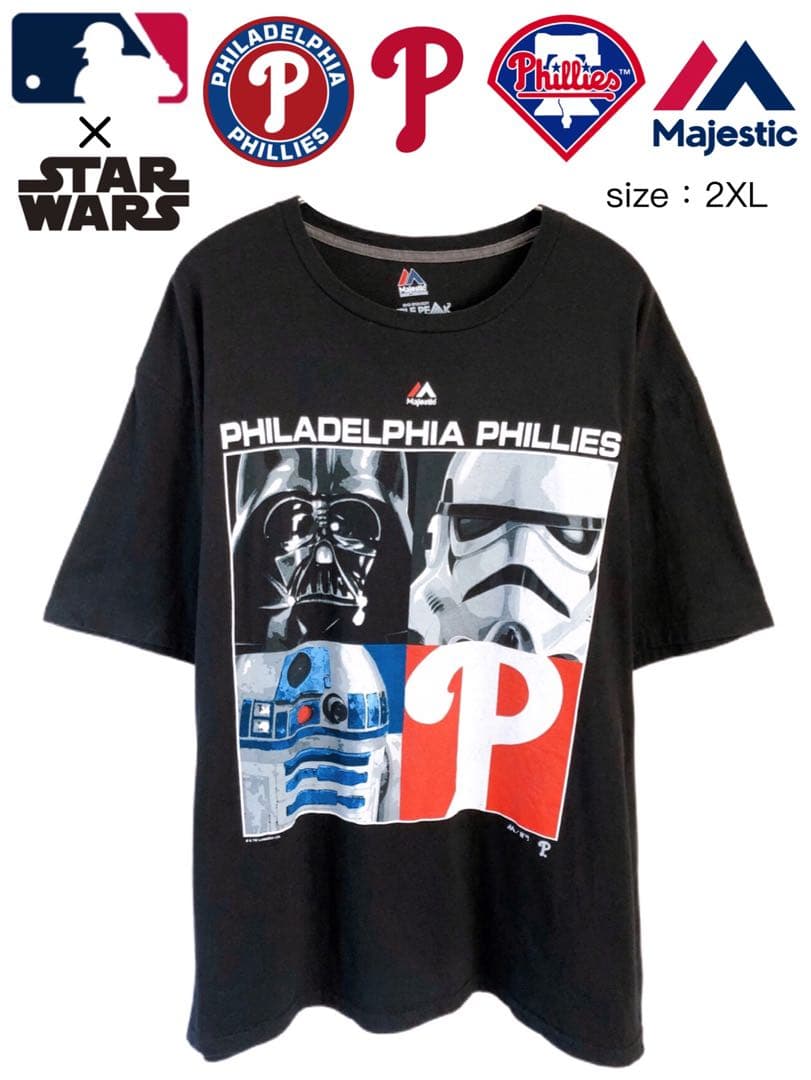 MLB × STAR WARS フィリーズ Tシャツ 2XL 黒 USA古着 by メルカリ