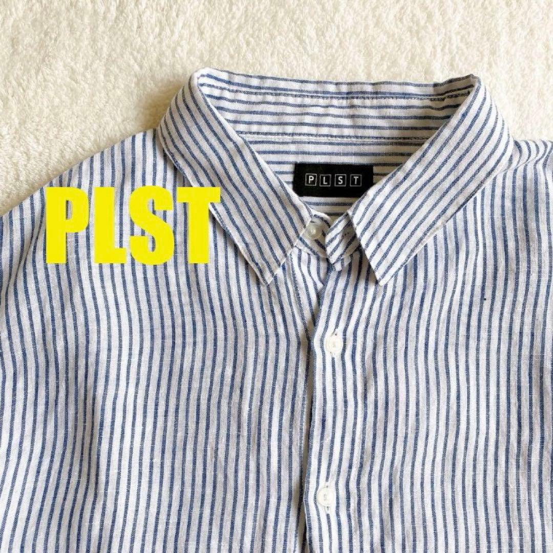 PLST プラステ 麻100% リネン シャツ ストライプ L ユニセックス - メルカリ