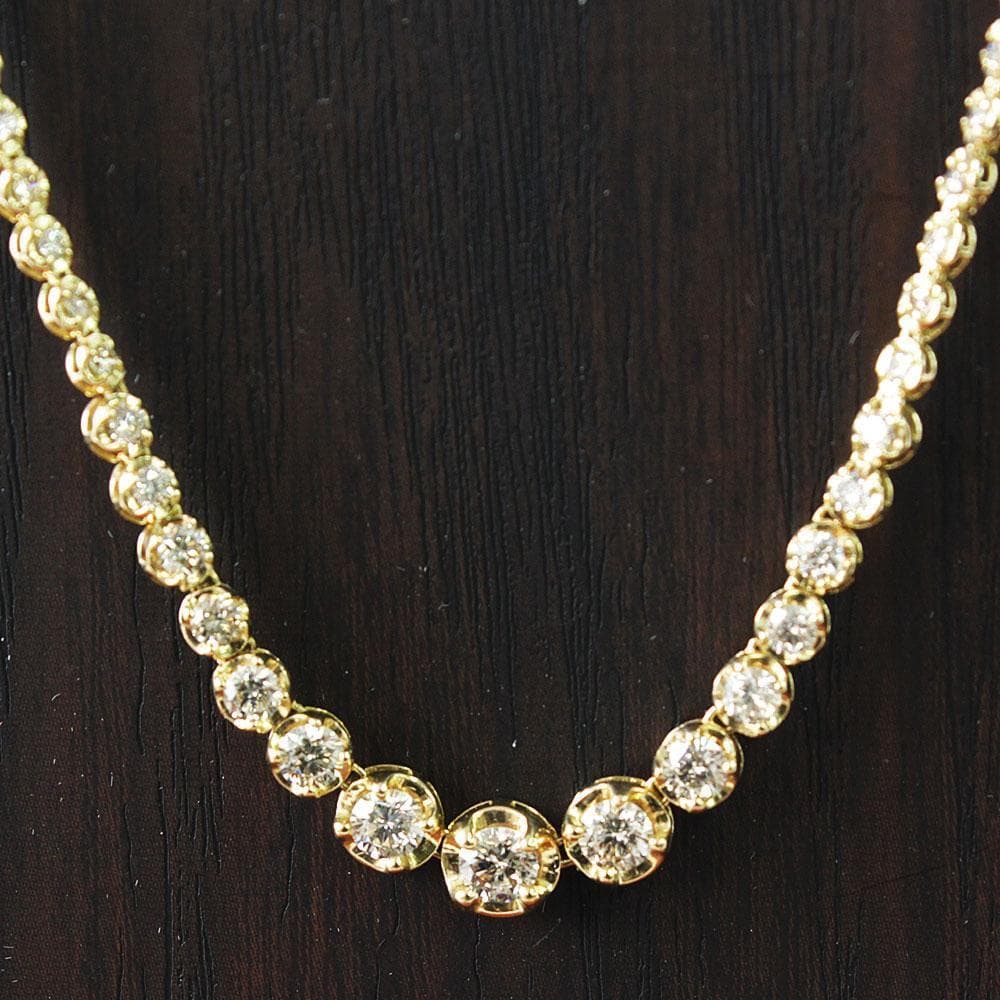 K18 yg ダイヤモンド テニスネックレス グラデーション 高品質3ct 鑑別 - nimfomane.com