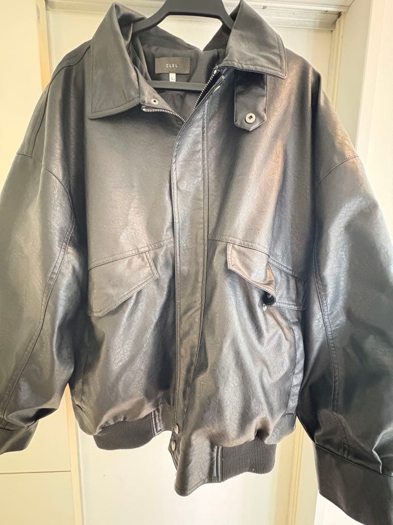 CLEL グレー レザー ジャケット Lサイズ（おまけ付き） - メルカリ