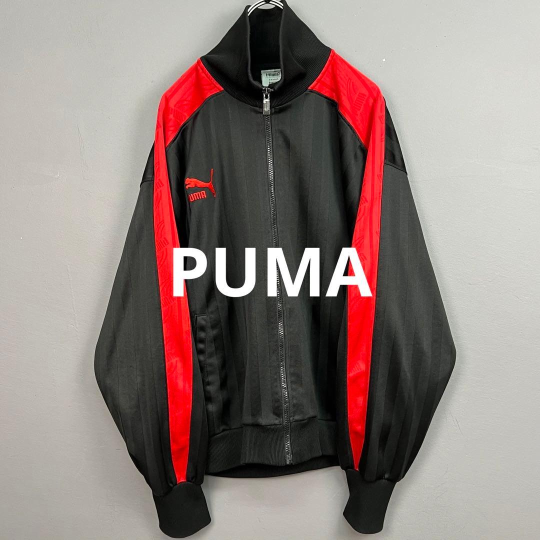 90s PUMA プーマ プージャー トラックジャケット ジャージ 刺繍 黒×赤 by メルカリ