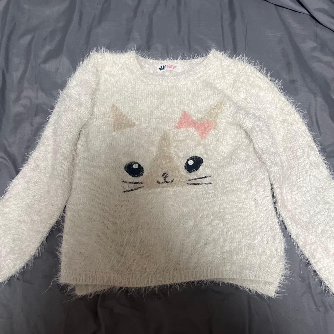 H&M 猫顔デザイン ホワイトセーター US 6-8Y - メルカリ