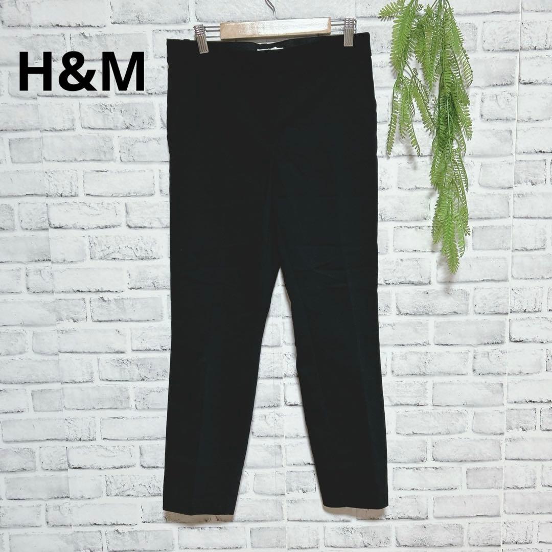 良品【エイチアンドエム】H&M（38）テーパードパンツ センタープレス 黒 - メルカリ