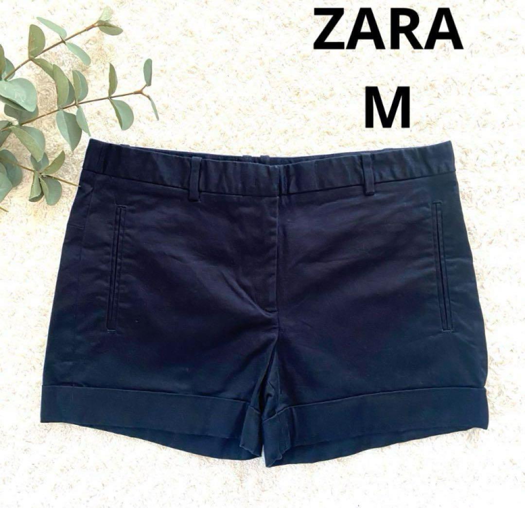 ZARA ザラ レデースパンツ ネイビー 綿98％ ポリウレタン2％ M 短パン パンツ