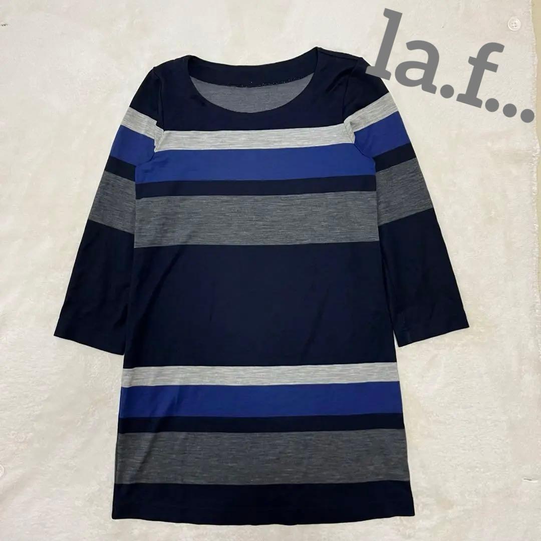 la.f...【2S】ボーダー柄チュニック 七分袖 クルーネックチュニック - メルカリ