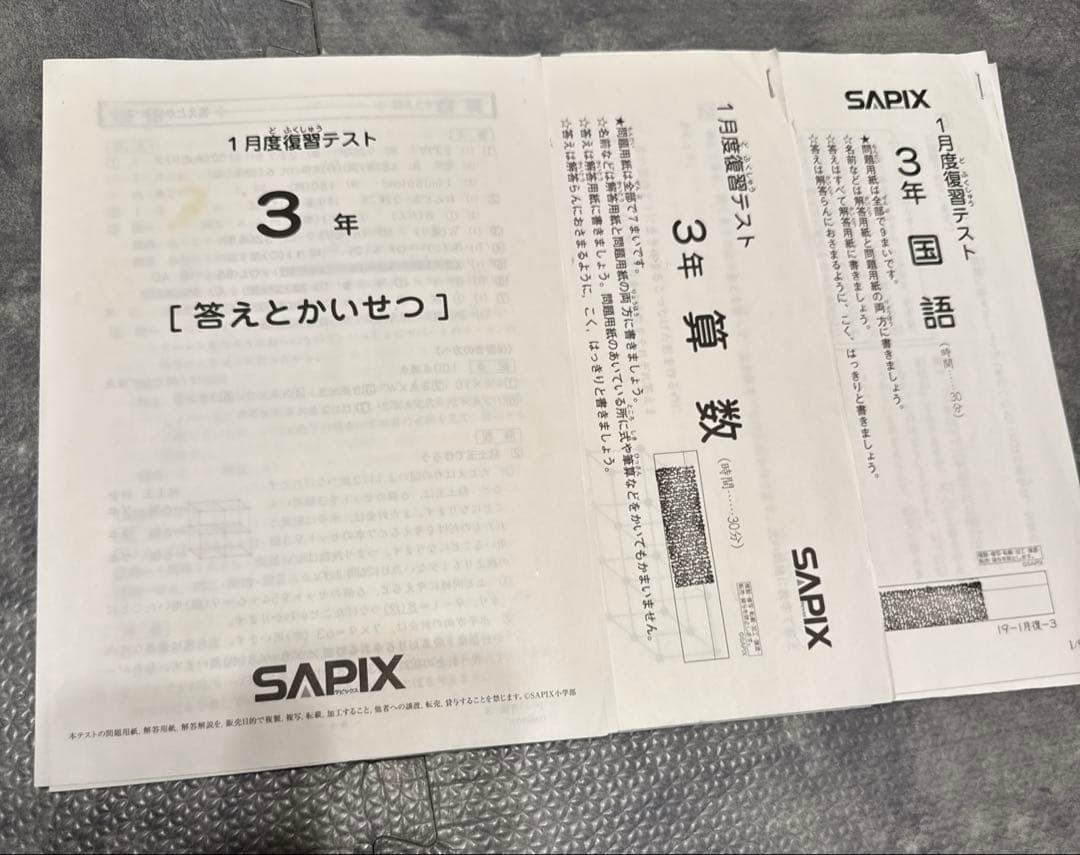 SAPIXサピックス1月度復習テスト 2019年 - メルカリ
