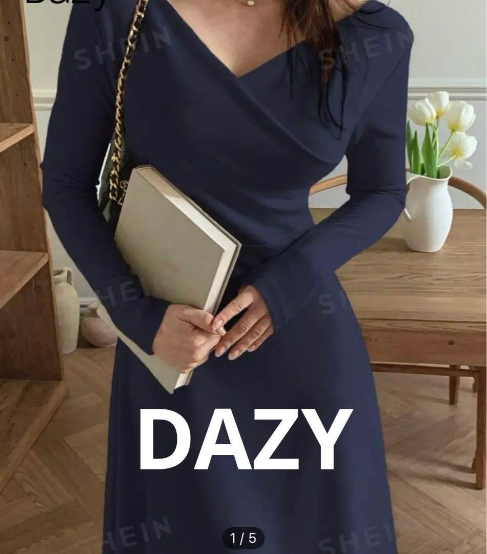 Dazy ネイビー Vネック ロングワンピース - メルカリ