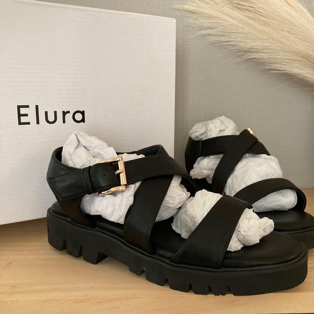 Elura 大人映えベルトスポサン サンダル ブラック M by メルカリ