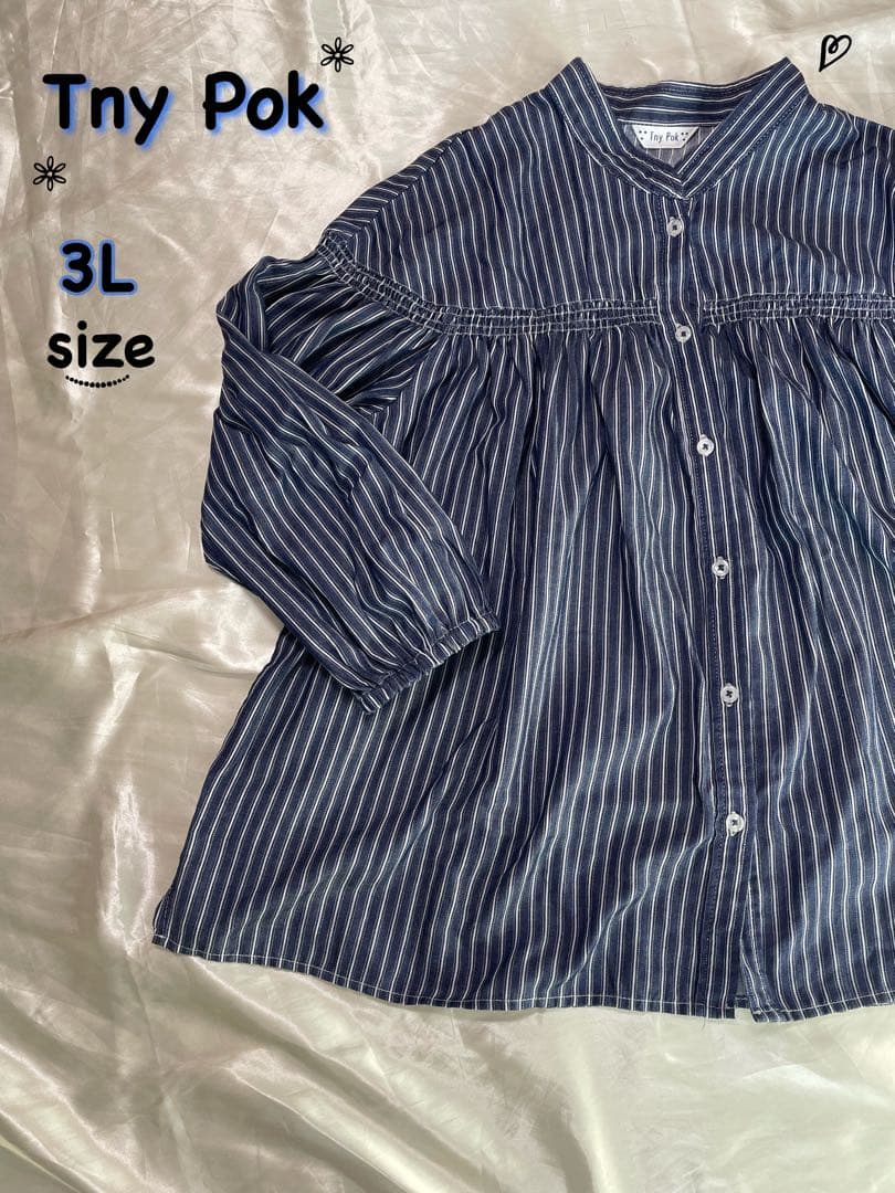 【M_235】Tny Pok ストライプ七分袖チュニック 3Lサイズ - メルカリ