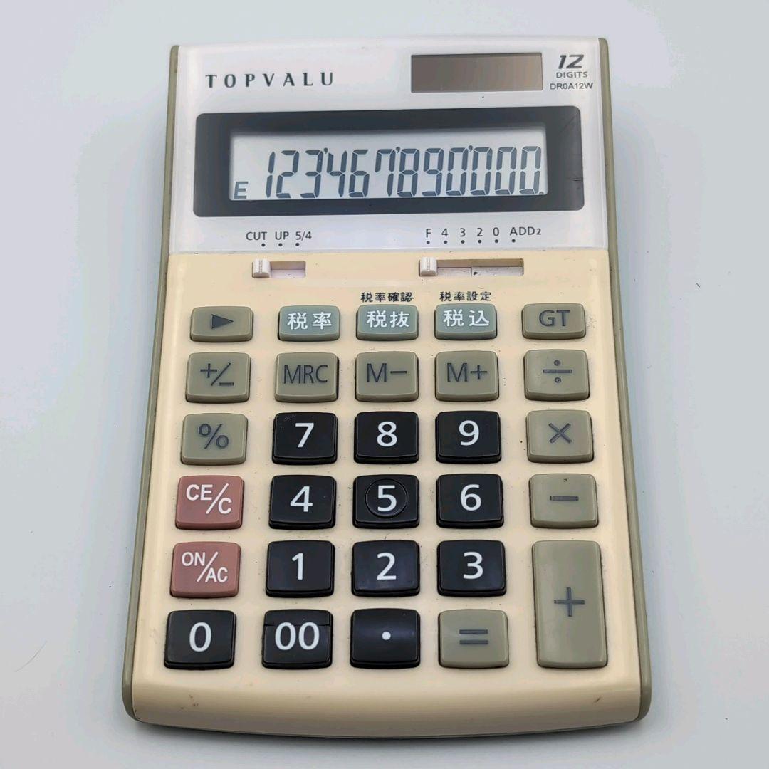 中古品 TOPVALU 12桁 税計算機能付き電卓 - メルカリ