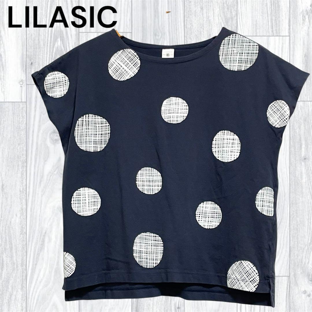 リラシク LILASIC ネイビー ドット柄 Tシャツ M - メルカリ