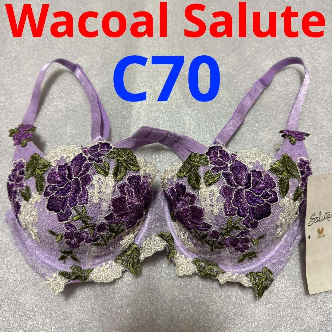 新品Wacoal Salute 紫花柄刺繍ブラジャーC70 - メルカリ