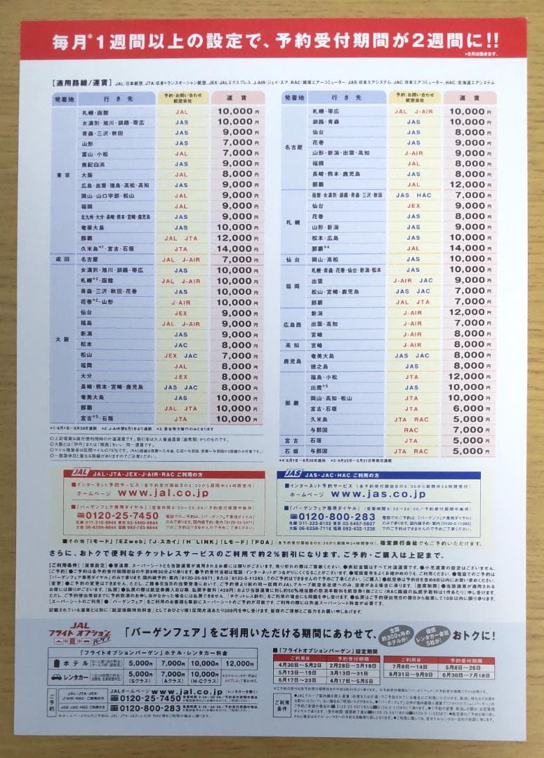 レア！藤原紀香 フライヤー 2003年 JAL・JAS 「バーゲンフェア」 - メルカリ