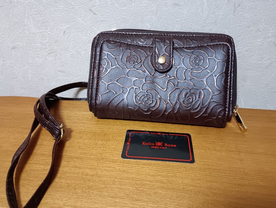 Kollo Rose ブラウンショルダーバッグ お財布 スマホ カード - メルカリ