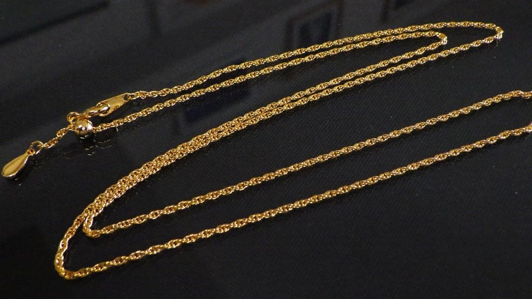 岩崎美智子 Wアズキチェーン ロングネックレス K18GP スライドボール - メルカリ