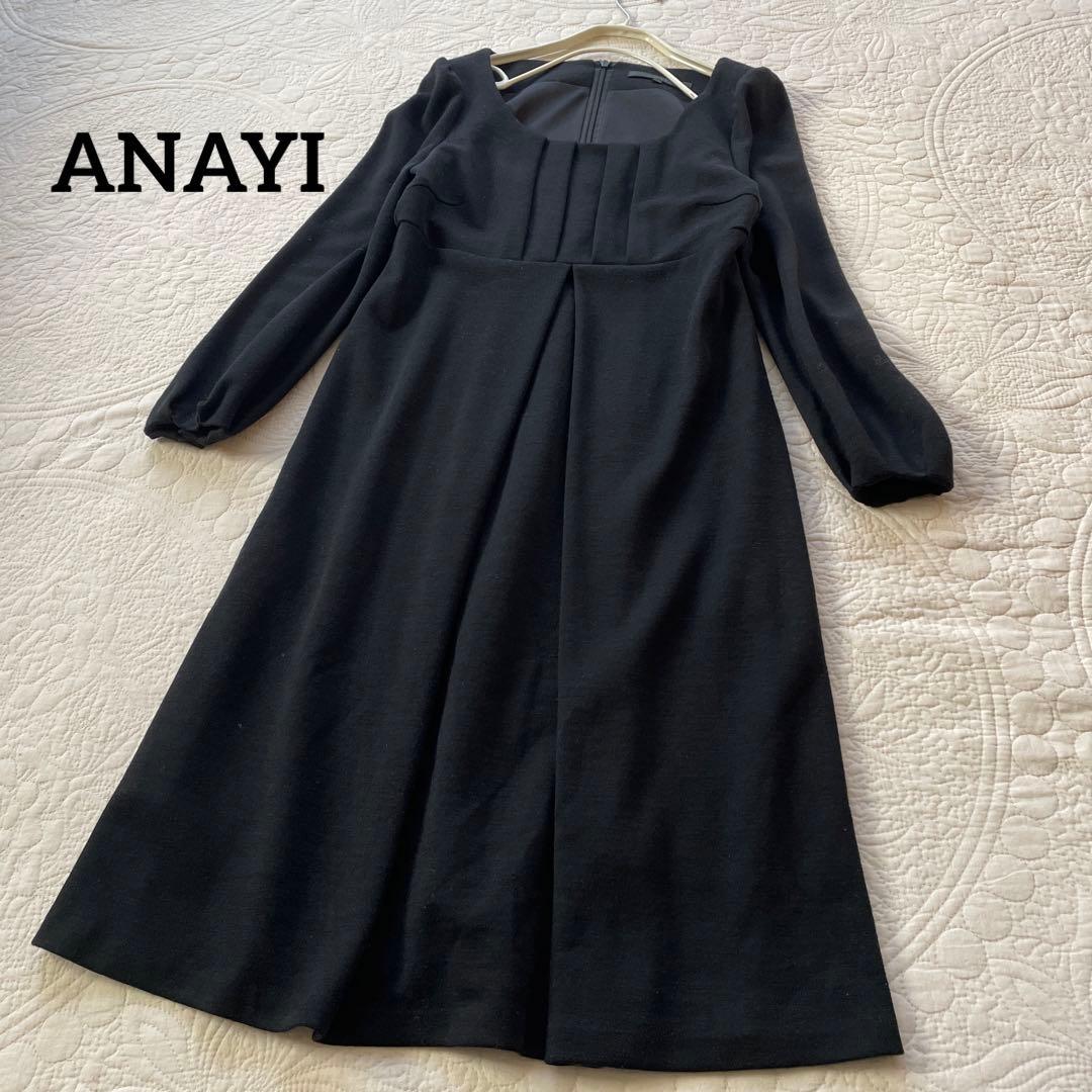 ANAYI 日本製 上質ウール100% ブラックワンピース - メルカリ