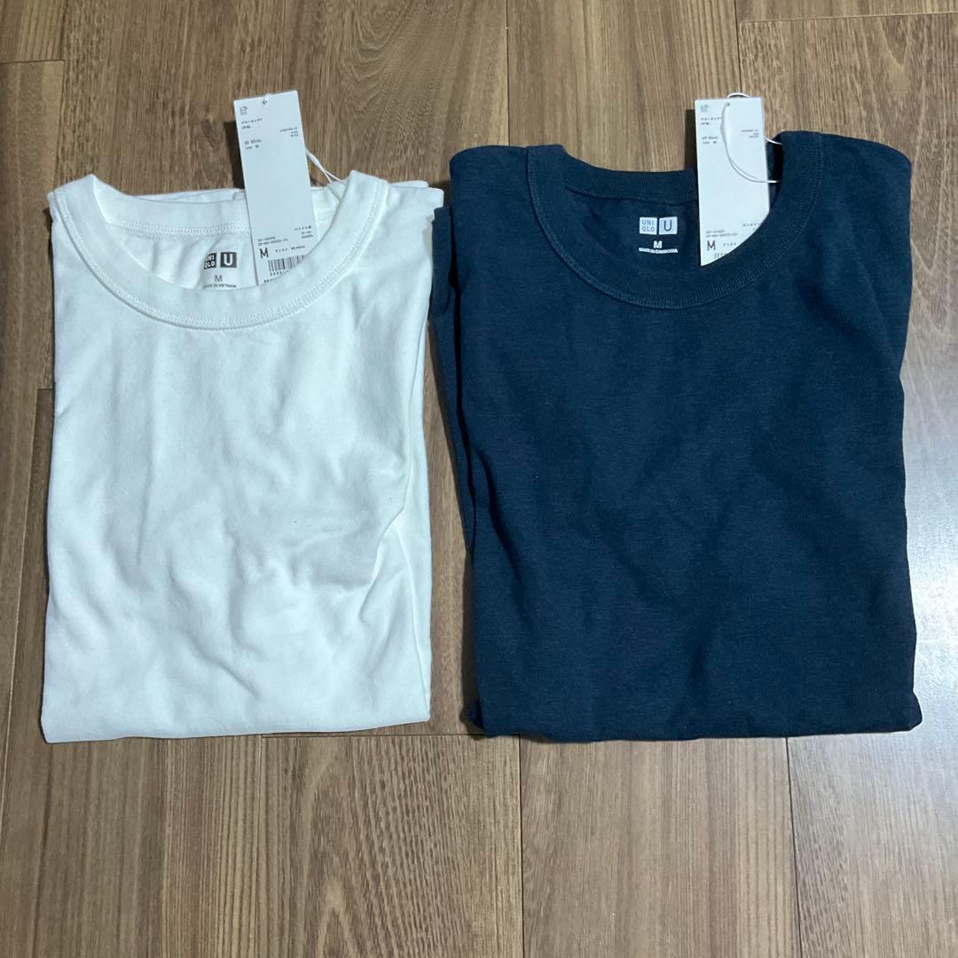 UNIQLO Mサイズ Tシャツ 2枚セット ホワイト ネイビー - メルカリ