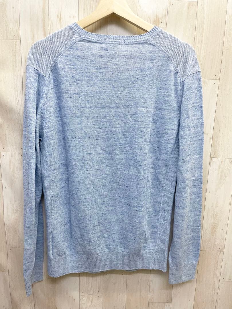 allegri アレグリ リネン 麻混 Vネック サマーニット 46 ブルー系 - メルカリ