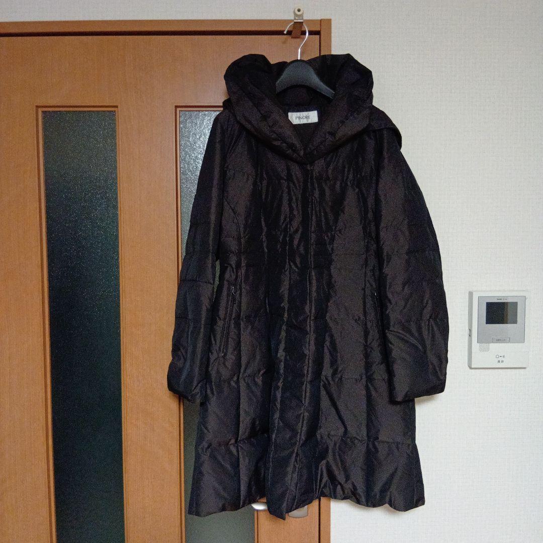 PINORE フード付きロングダウンジャケット ダークブラウン Mサイズ - メルカリ